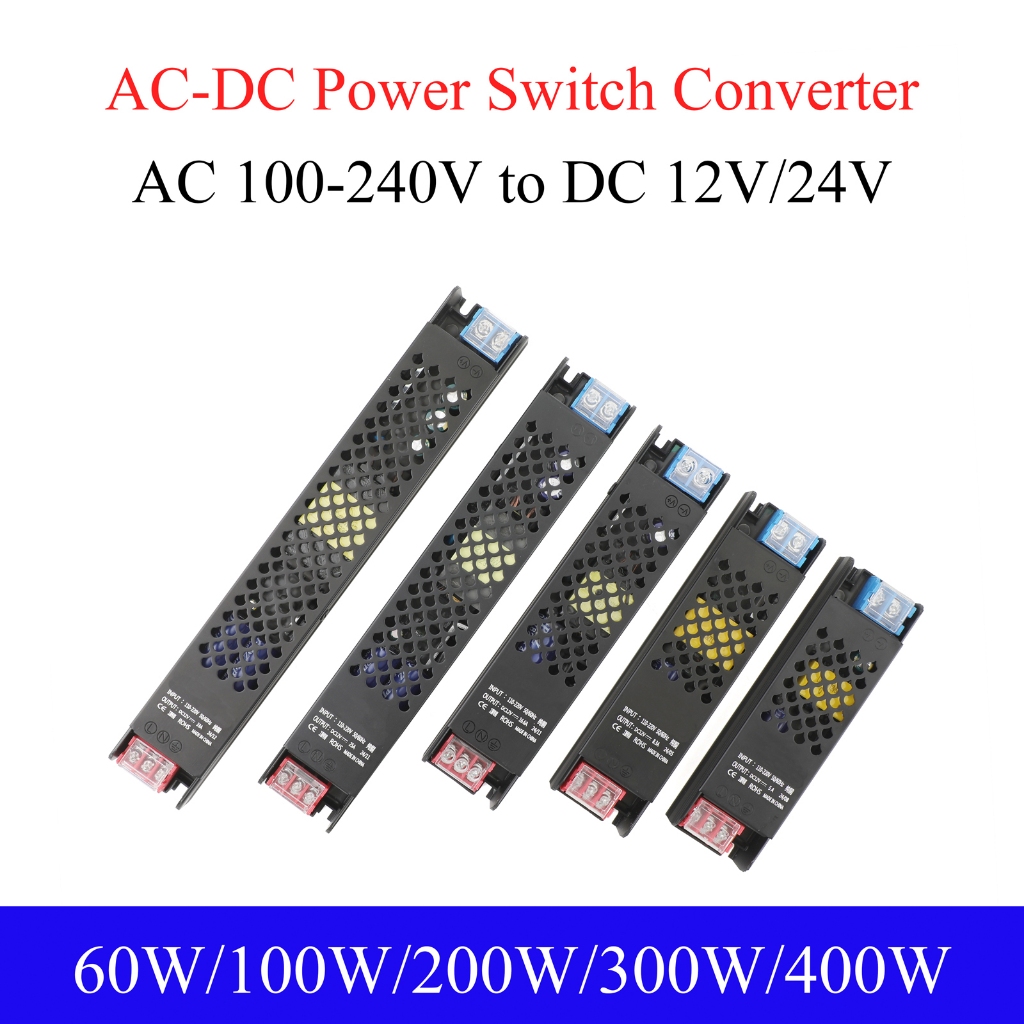 Ultra-thin switching power supply AC 110-240V to DC 12V 24V 60W 100W 200W 300W 400W power ...