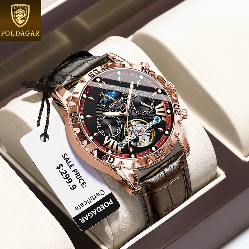 Top POEDAGAR automatic mechanical watch for men original waterproof ...