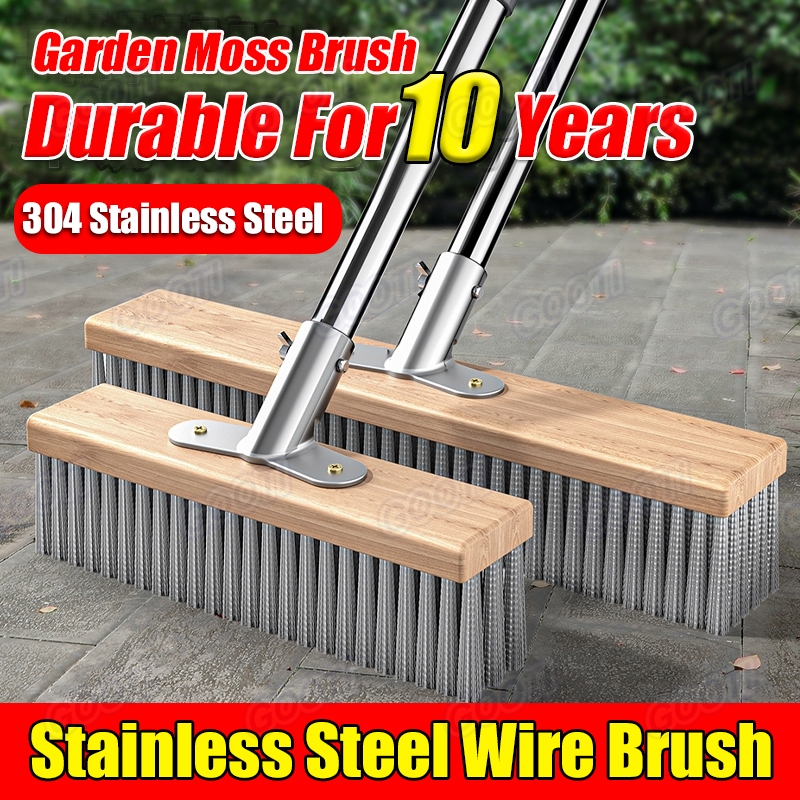 20/30/50CM Stainless Steel Wire Brush With Wood Handle Floor Scrub ...
