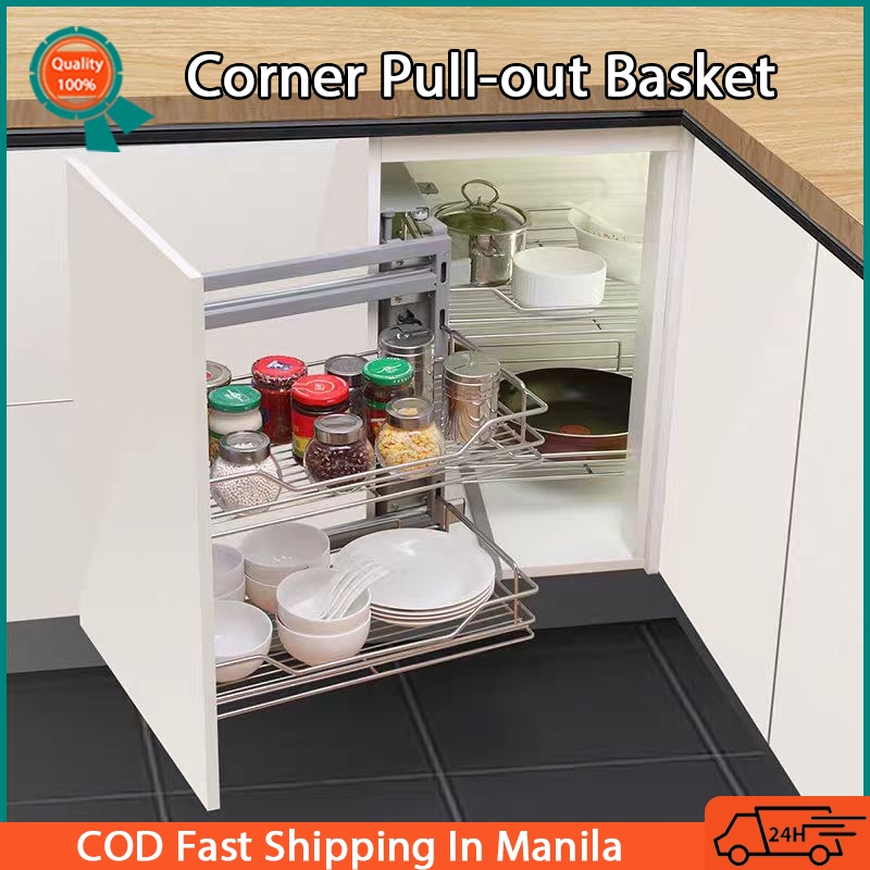 Corner Pull Out Basket Pull Out Dish Rack 2 Layer Kitchen Cabinet Pull ...