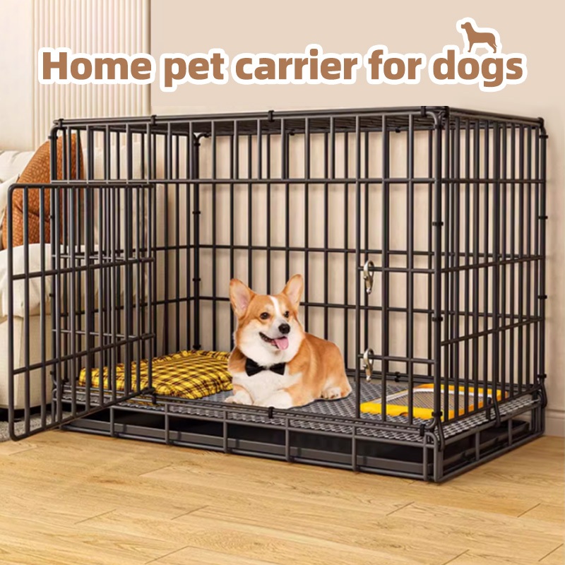 BOENIN Foldable Dog Cage with Poop Tray Heavy Duty Pet Cage Collapsible ...