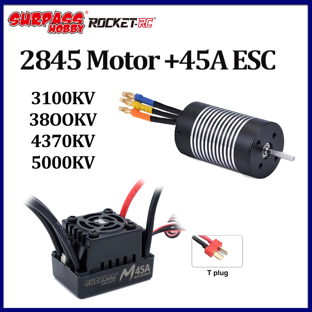 SURPASS Hobby Rocket 2845 Waterproof Brushless Motor w/ 45A ESC Combo ...