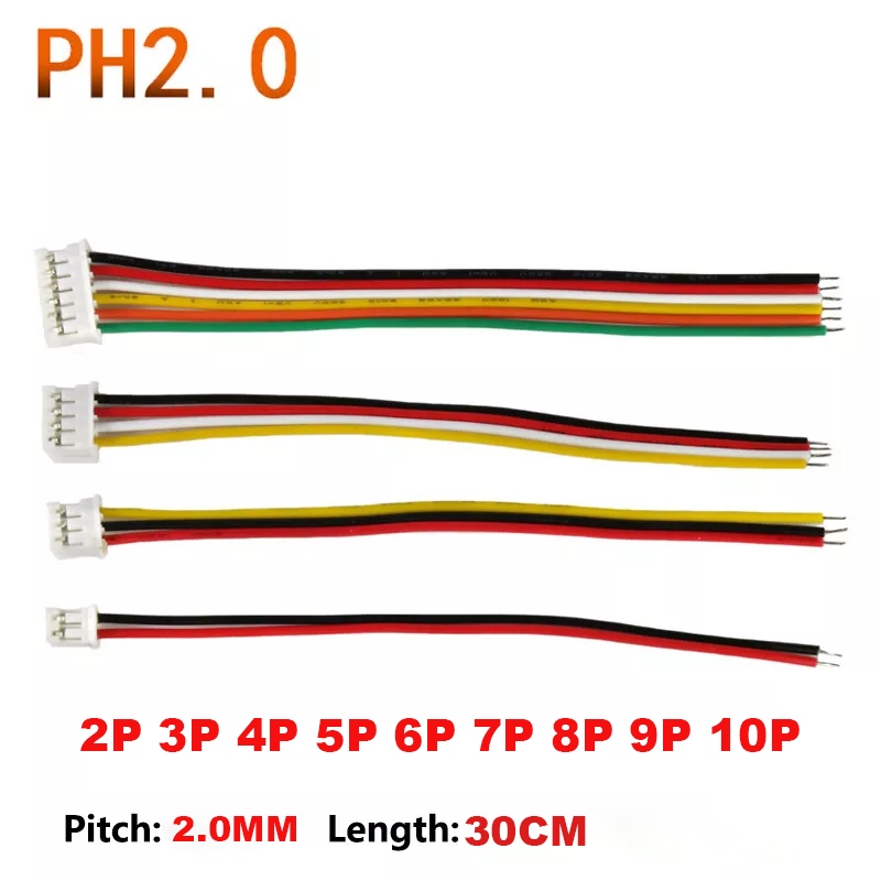 2/3/4/5/6/7/8/9/10 Pin JST PH 2.0mm Male Connector Plug Terminal Wires Cable 30CM | Shopee ...