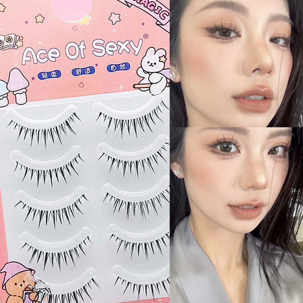 Thai style daughter natural false eyelashes whole transparent stem ...