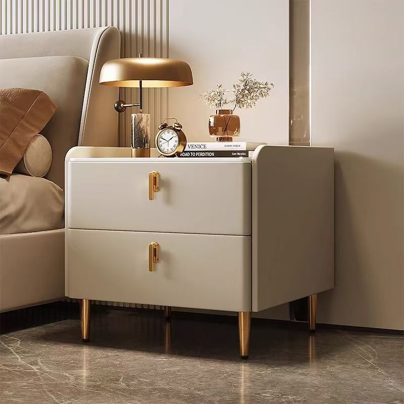 European-style high-end bedside table storage cabinet solid wood ...