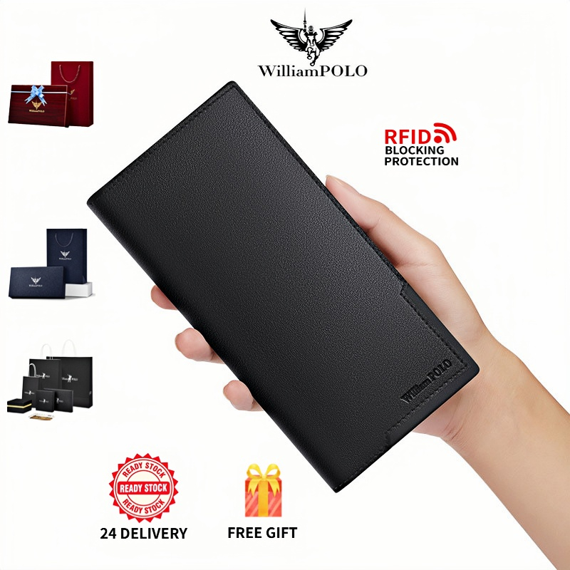William polo wallet for men Leather Long Wallet Stylish Simple Multi ...