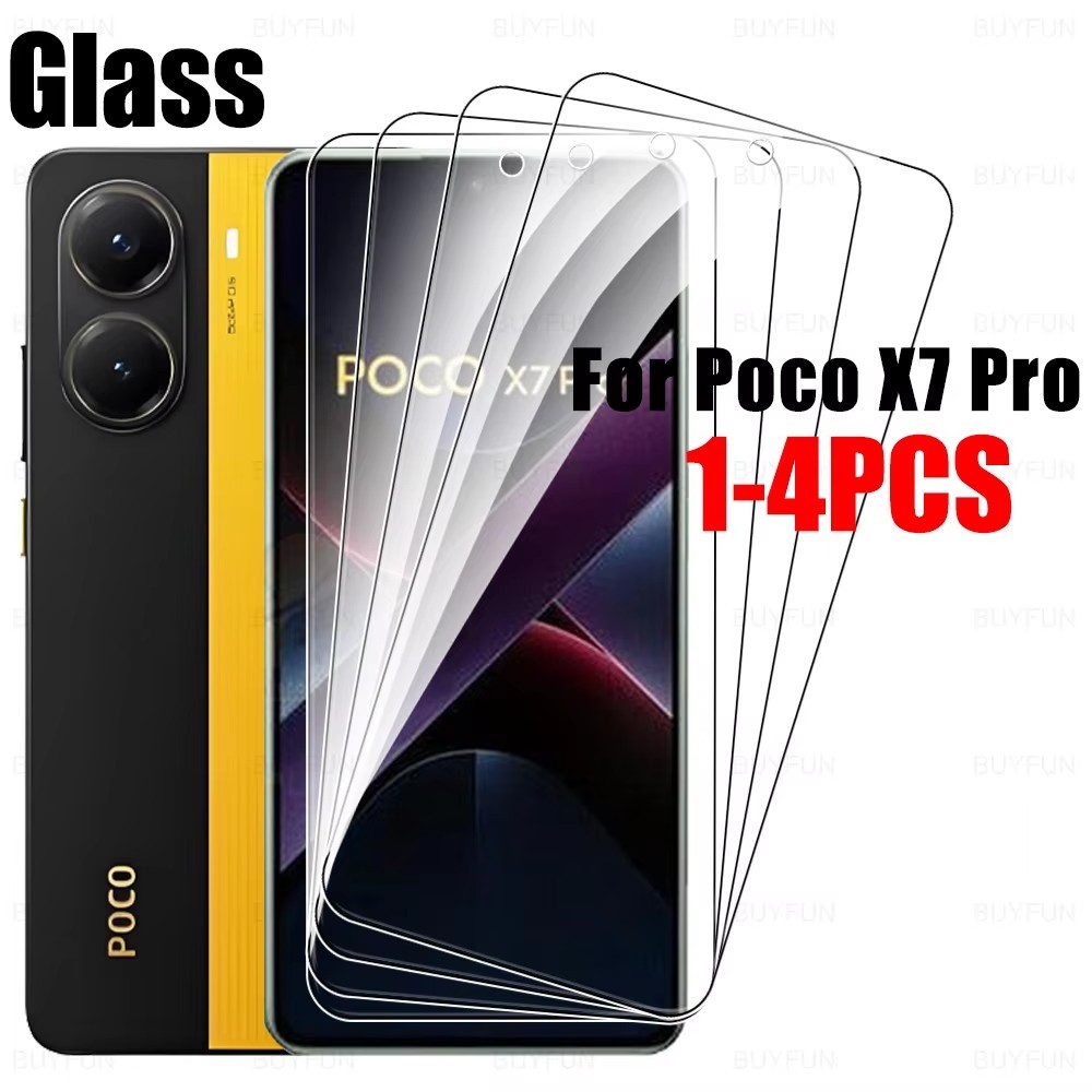 1-4Pcs Tempered Glass For Xiaomi Poco X7 Pro Screen Protector Full Glue ...