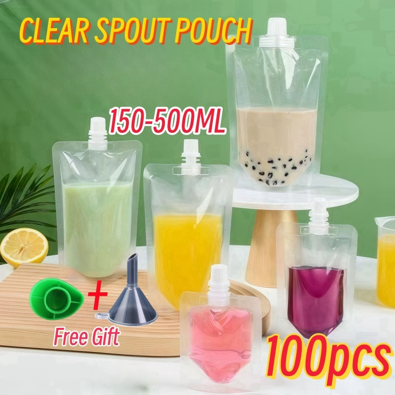 100pcs Stand up Liquid spout Pouch bag Drink Pouches Clear Plasticc ...