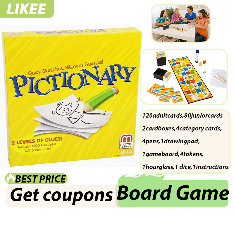 Mattel Games Pictionary:Board Card Classic Game Suitable For Family ...
