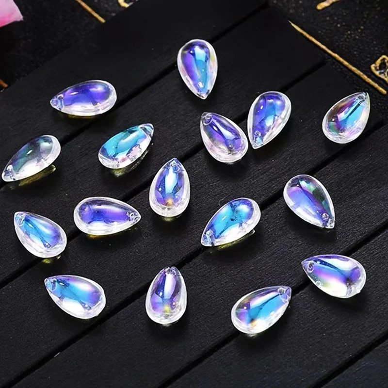 28/56PCS 8x14mm Luxury Crystal Water Drop Beads Shiny AB Color Glass Beads for DIY Jewelry ...