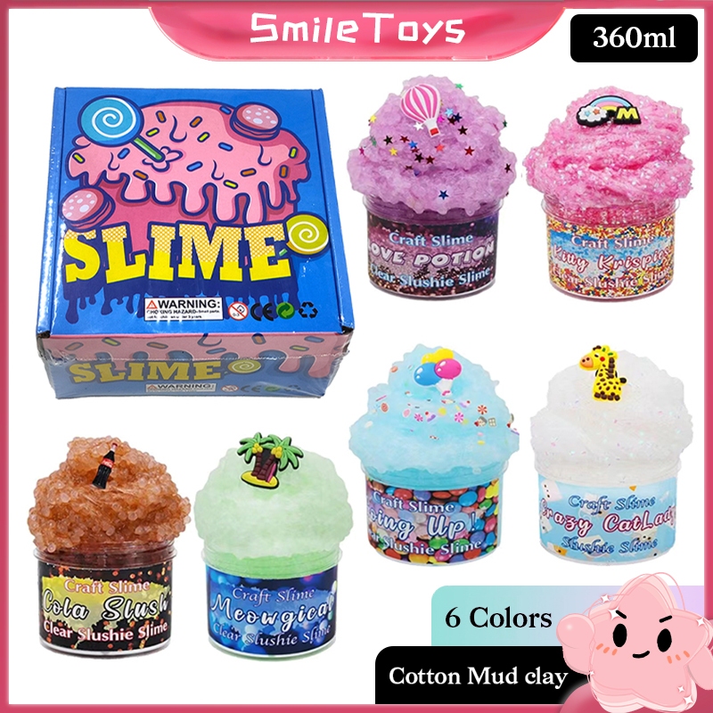 SmileToys 6 Colors 60ml/pcs Sparkling Slime Kit Slime Clay Cotton Mud ...