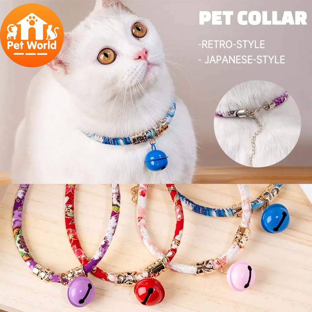 Adjustable Pet Collar Cat Neck Ring with Bell Retro-Style Pet Cat Dog ...