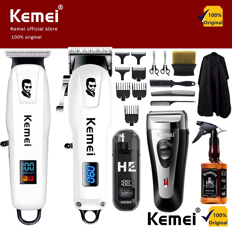 KEMEI SET Professional Electric Hair Clipper USB Rechargeable Barber ...