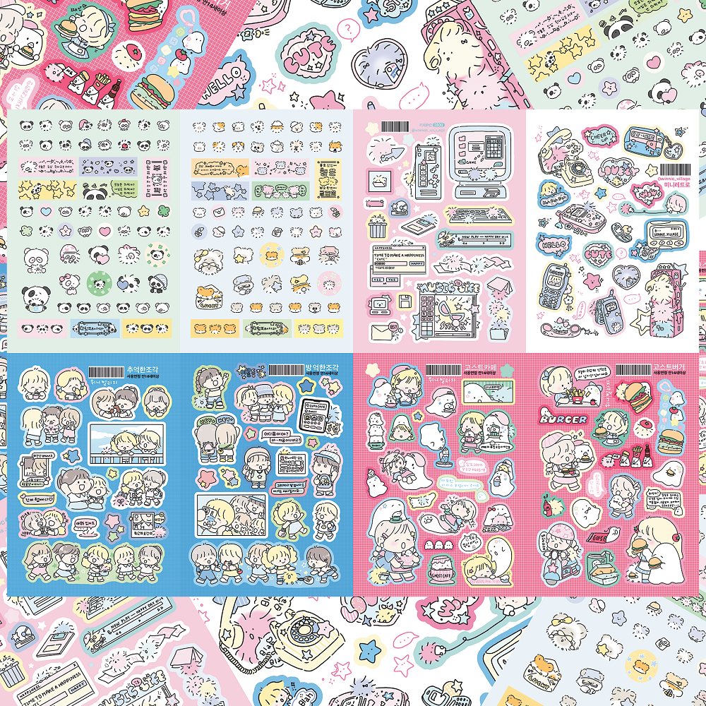 Korean Stickers Cute Little Pattern Decoration Stickers Sweet Cartoon ...