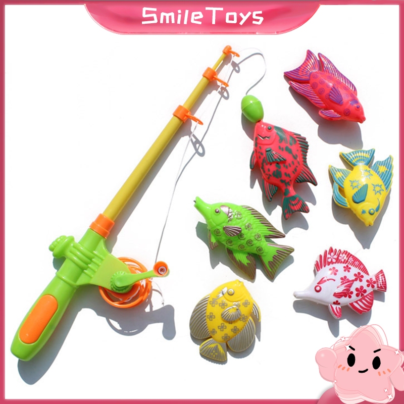SmileToys Children's 7pcs/Set Fishing Rod Fish Models Catching Game ...