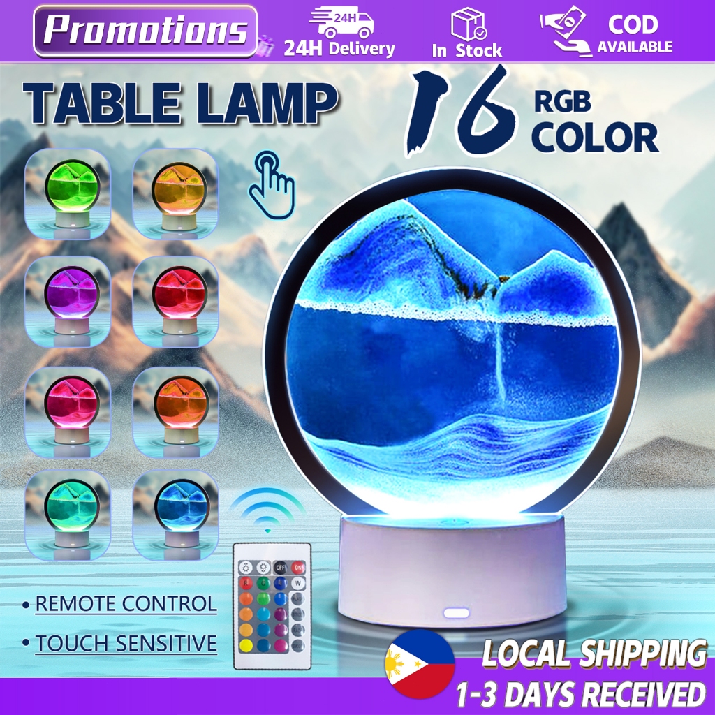 16 Colors 3D quicksand lamp Moving Sand Art Frame LED Sandscape Lamp ...