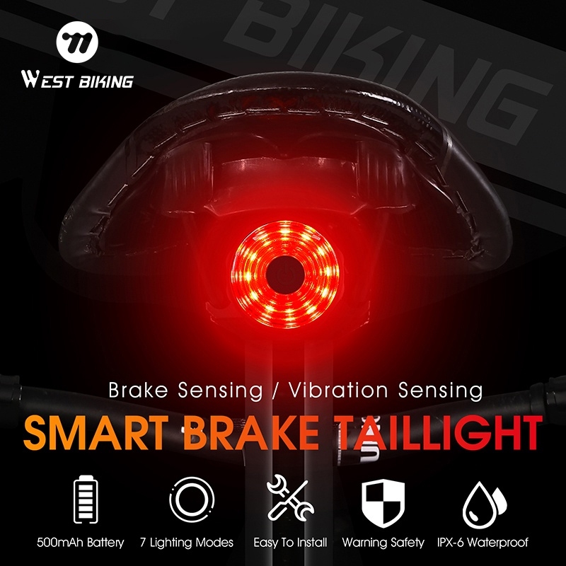 WEST BIKING Bike Light Bicycle Smart Auto Brake Sensing Light Ipx6 ...
