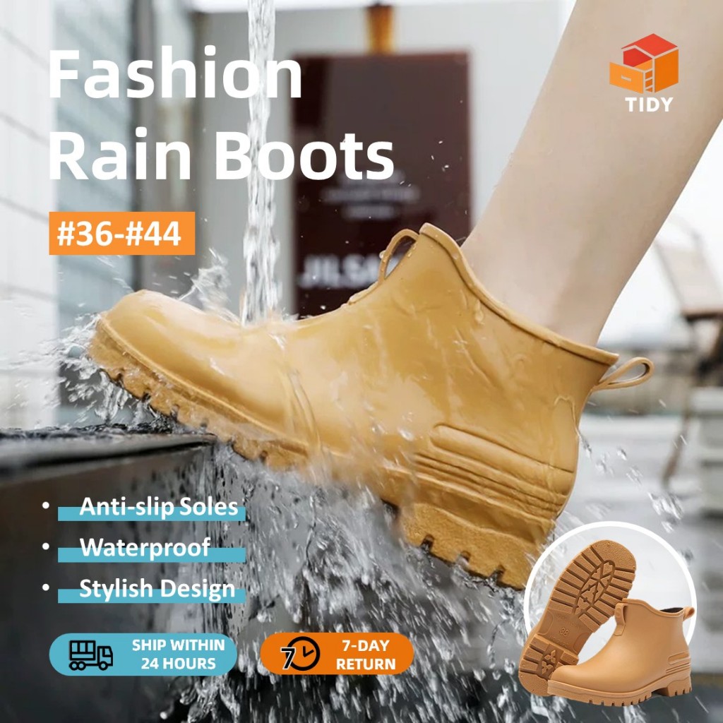TIDY Rain Boots Waterproof Rain Bota Short Tube Rain Shoes Outdoor Foot ...
