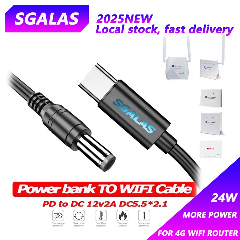 WiFi to DC 12V USB C PD Power Adapter Cable Connector Boost Converter ...