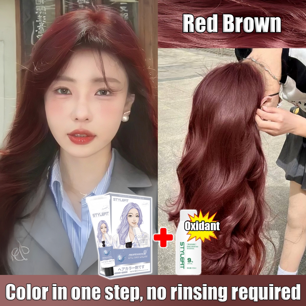 STYLEFIT Red Brown Hair Color (100ml Hair Dye+100ml Oxidant)/Red Hair ...