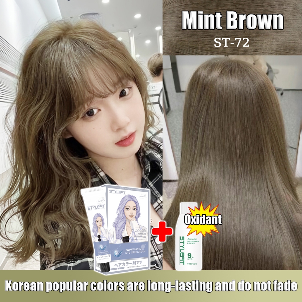 STYLEFIT Hair Color Permanent Mint Brown(100ml Hair Dye+100ml Oxidizer ...