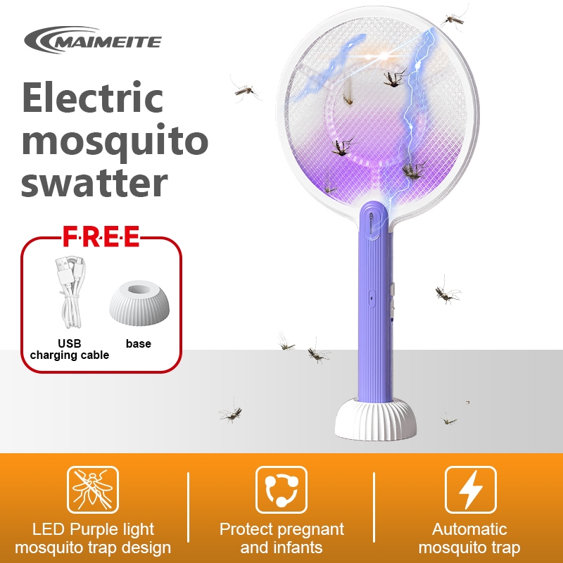 Maimeite Mosquito Swatter Killer Racket 2 in 1 Electric Trap Lamp ...