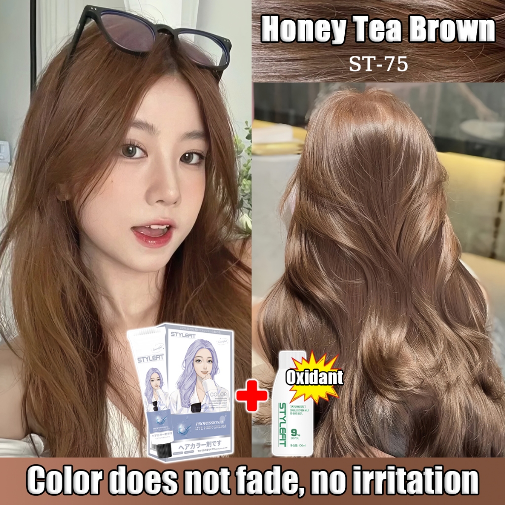 STYLEFIT Hair Color Honey Tea Brown (100ml Hair Dye+100ml Oxidant ...