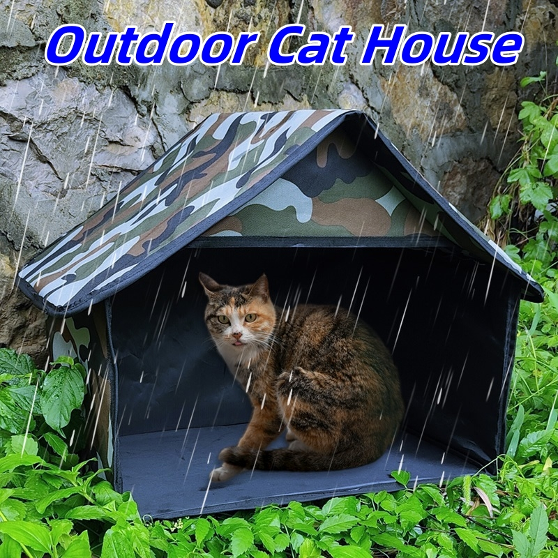 Outdoor Cat Bed Oxford Cloth Waterproof Cat House Stray Cat Shelter Cat ...