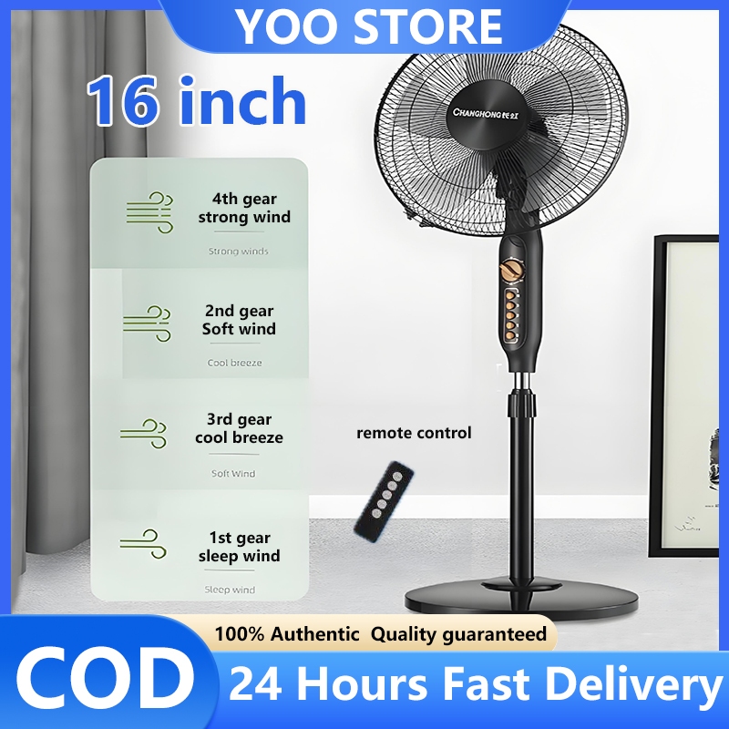 Stand Fan 16 Inch Electric Fan Stand Fan Wide-Angle Air Supply Silent ...