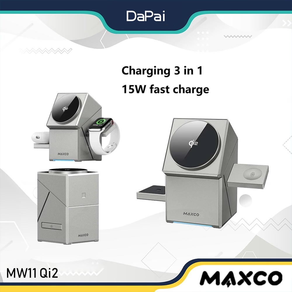 MAXCO MW11 Qi2 3-in-1 Touch Rotary wireless Charger 15W fast charging ...