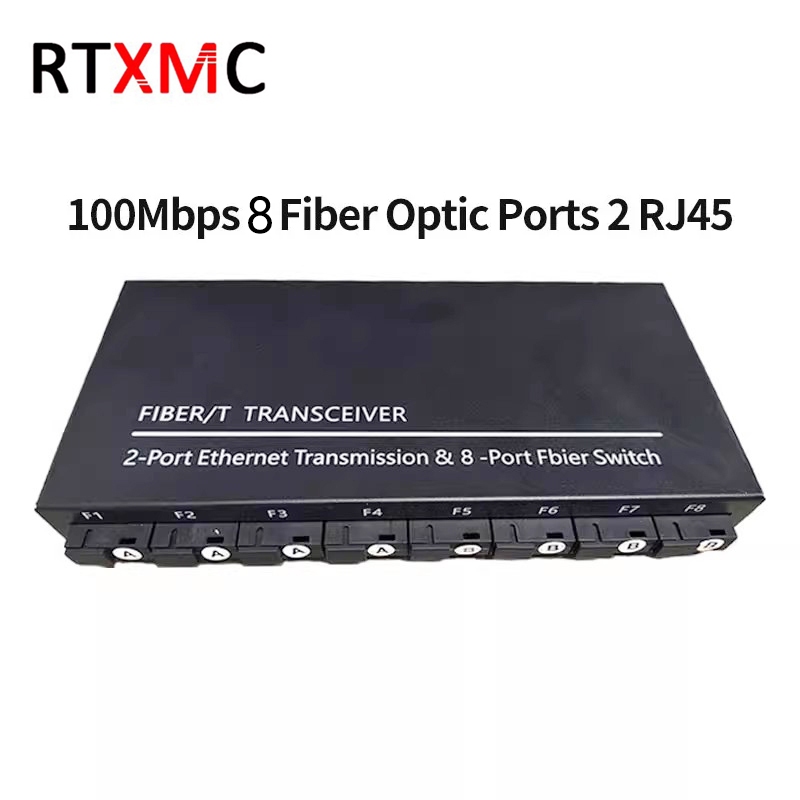 Gigabit Ethernet Fiber Switch Media Converter 8 Fiber Port 2 RJ45 Fiber Port Optical Transceiver ...