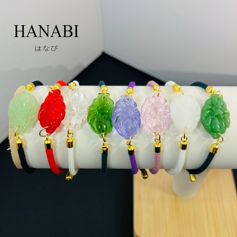 HANABI Lucky Charm Crystal Nine-Tailed Fox & Hypoallergenic Stainless ...