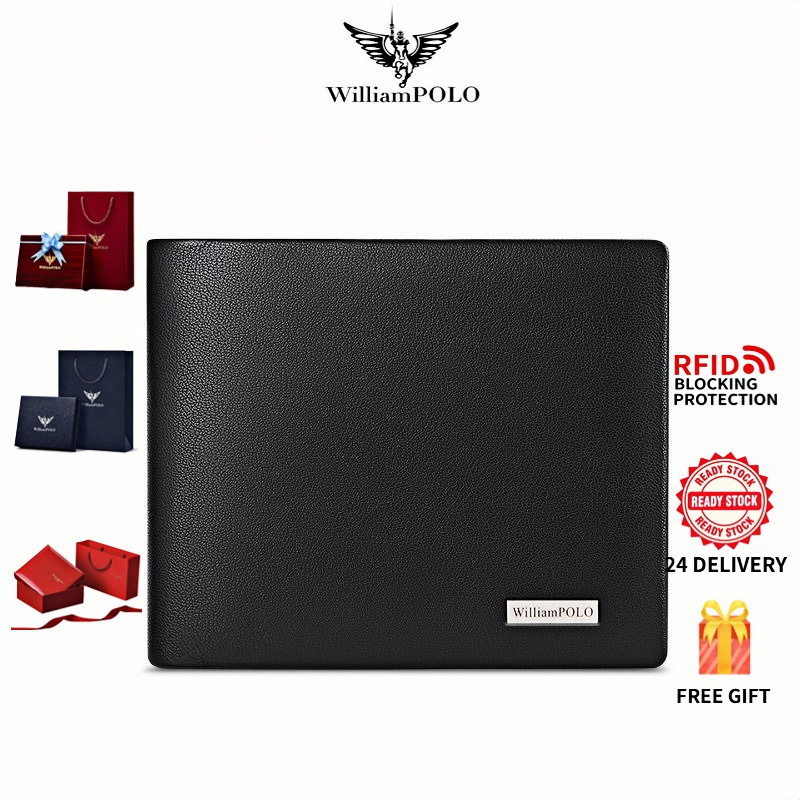 William polo mens wallet genuine leather original short wallet rfid credit card wallet | Shopee ...