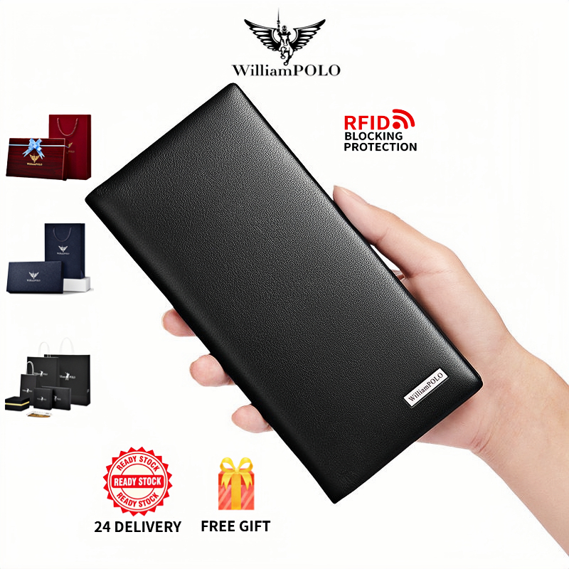 William polo wallet for men original genuine leather long wallet ...