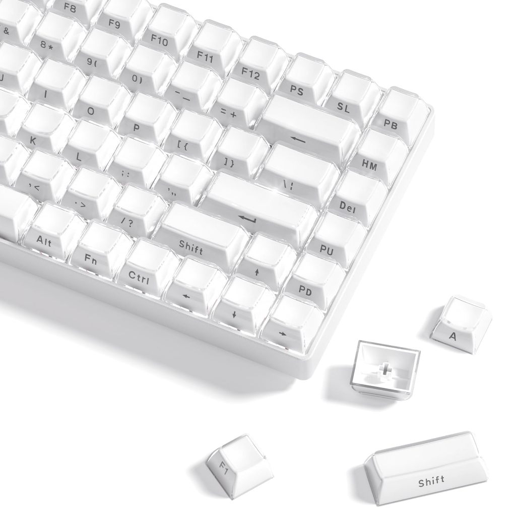 113 Keys Jello Crystal White Keycaps Side Printed PBT OEM Profile Key ...