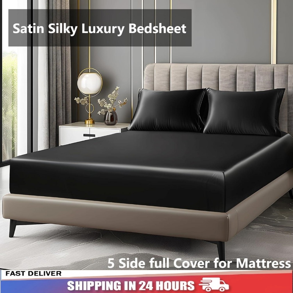 Dothnix Silk Satin Bedsheet, Silk bedsheet and pillow case Full ...