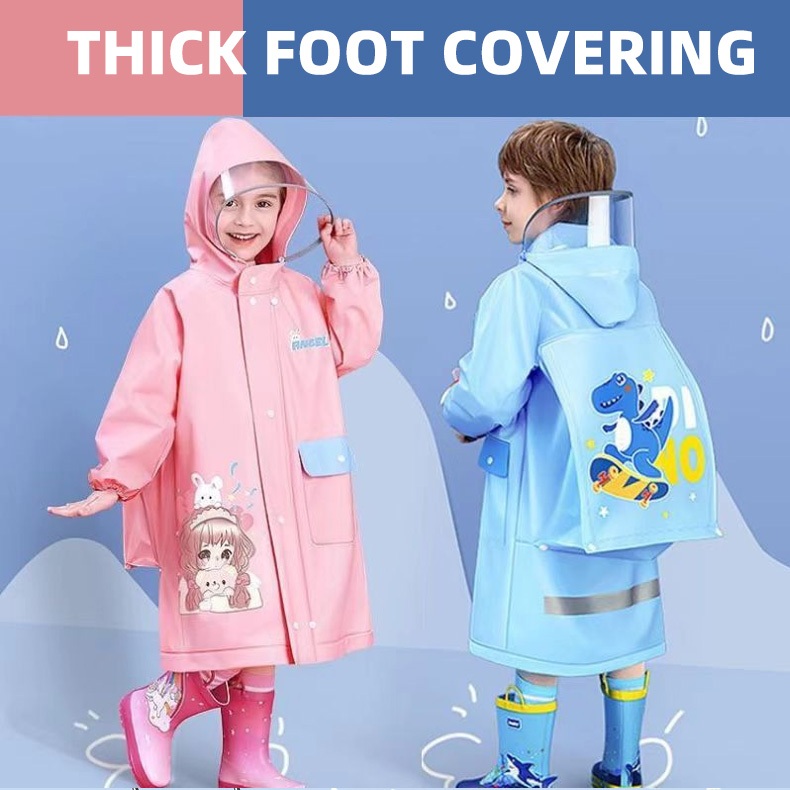 Cute Cartoon Children's Raincoat Waterproof Expandable Backpack Night Reflective Strip Children ...