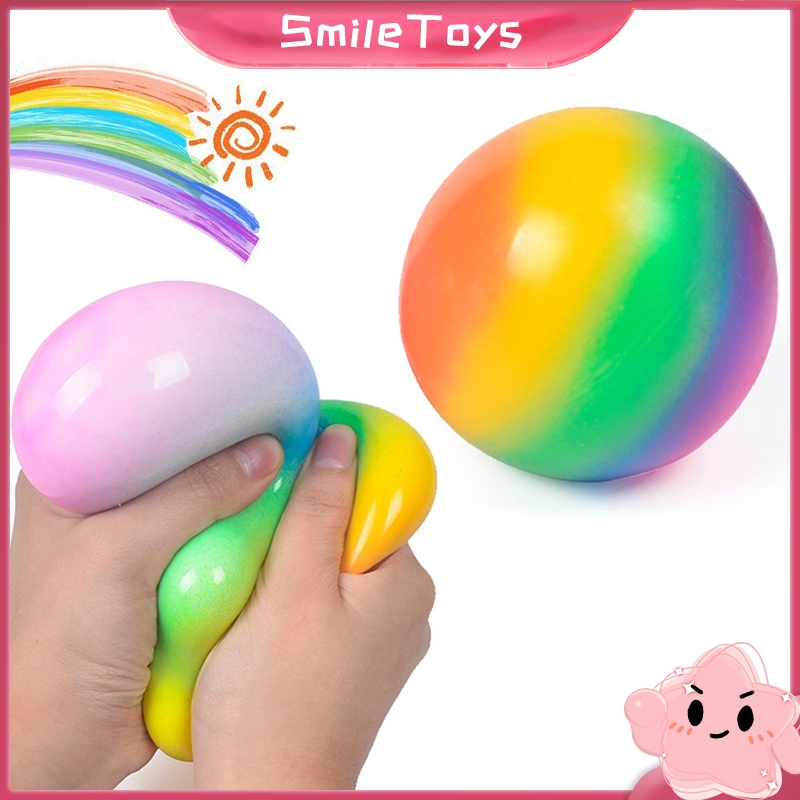 SmileToys Rainbow Stress Balls Fidget Toys Rebound Pinch Squeeze Squish ...