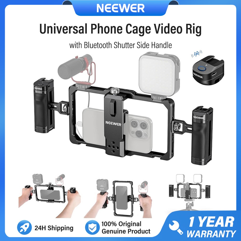 NEEWER Universal Phone Cage Video Rig with Bluetooth Shutter Side ...