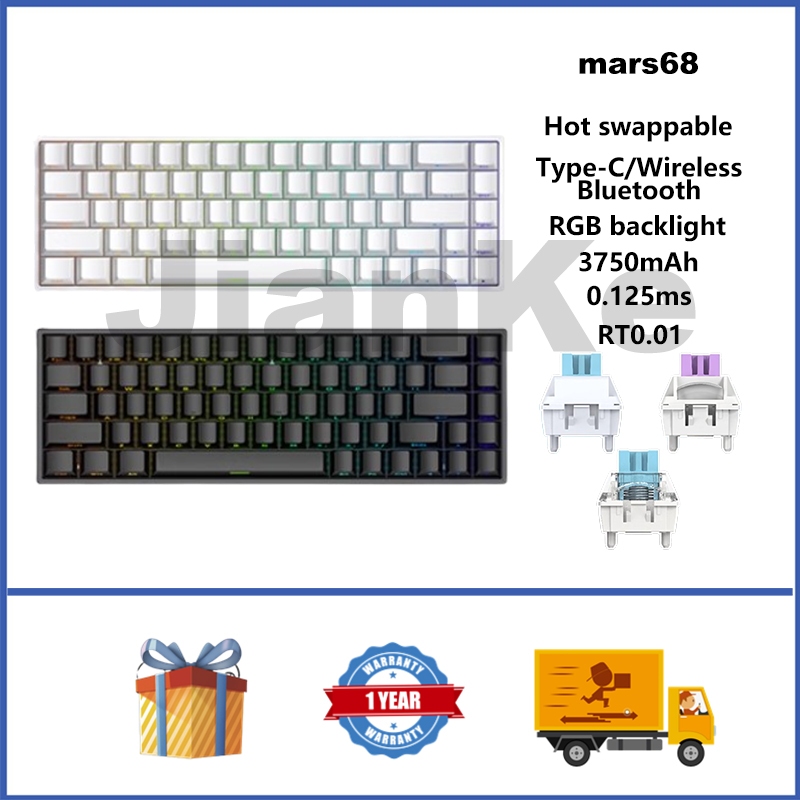 Carotmas Mars68 Pro Magnetic Wireless Keyboard 65% Hot swappable RGB 0.125ms Low Latency RT0.01 ...