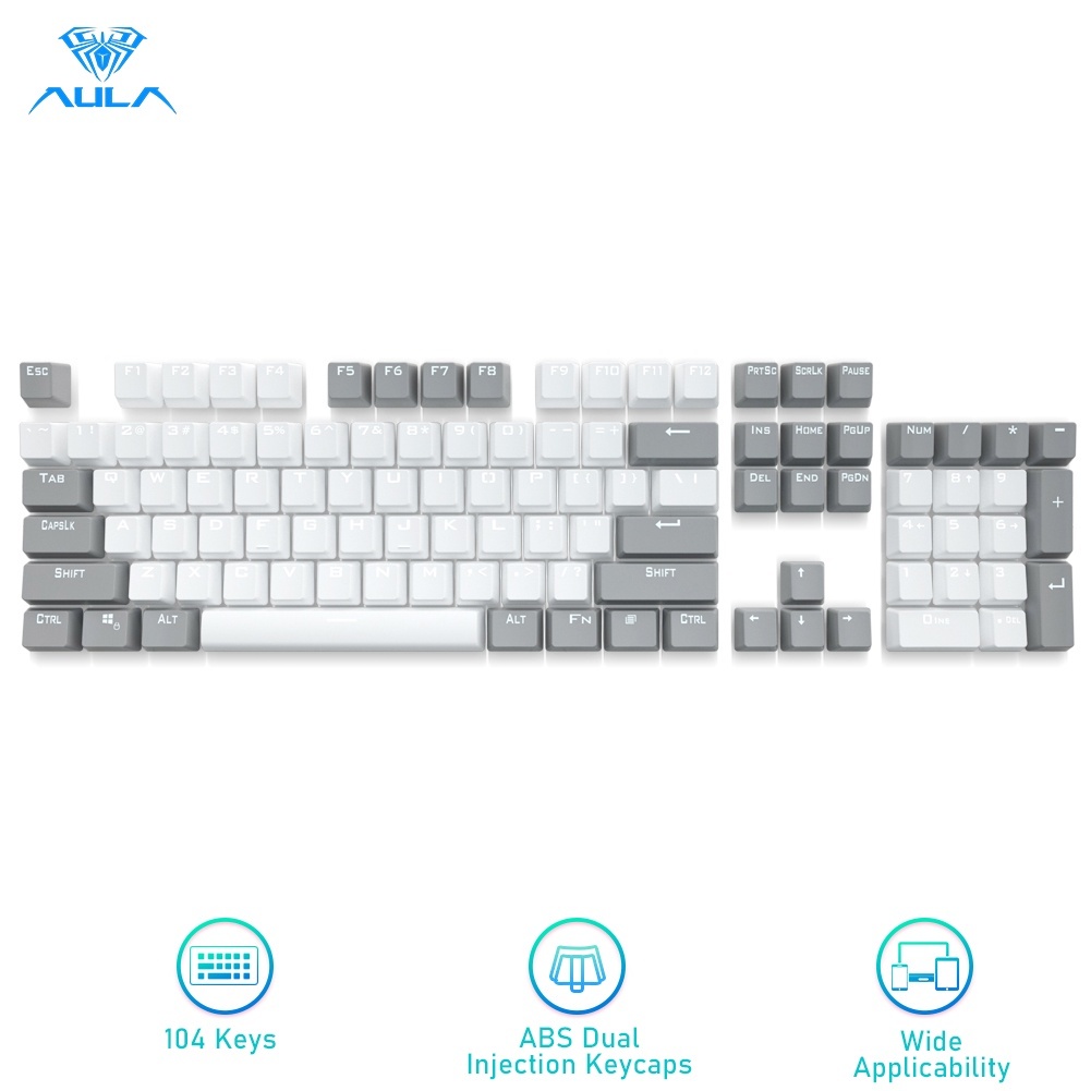 AULA ABS Mechanical Two-color Keycap 106 Keys Grey + White High Qualty ...