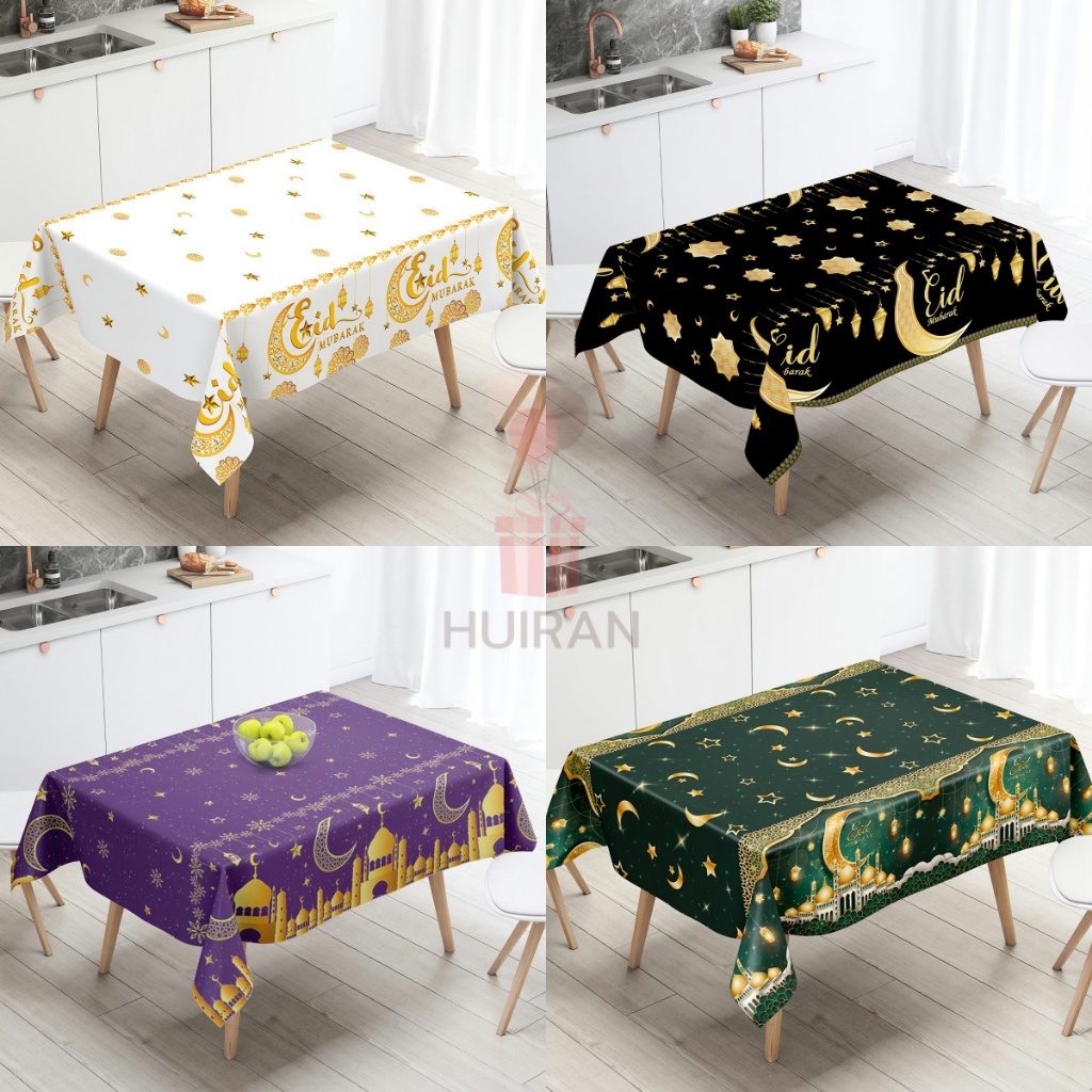 Multicolor Plastic Eid Table Cover Waterproof Tablecloth Eid Mubarak ...