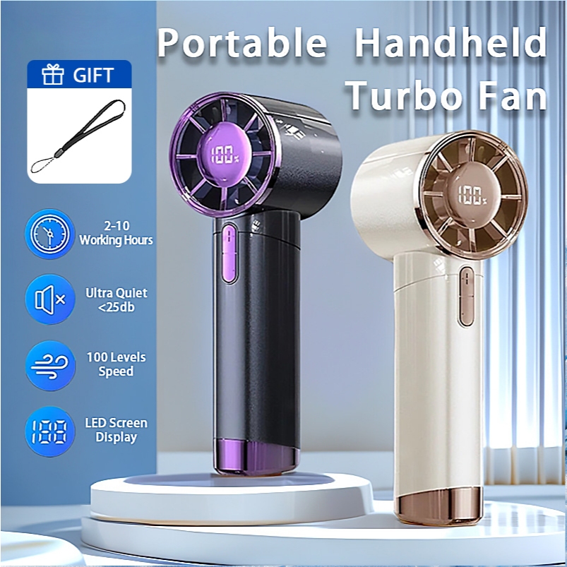 100 Speeds Portable Mini Fan USB Rechargeable Foldable Neck Fan with ...