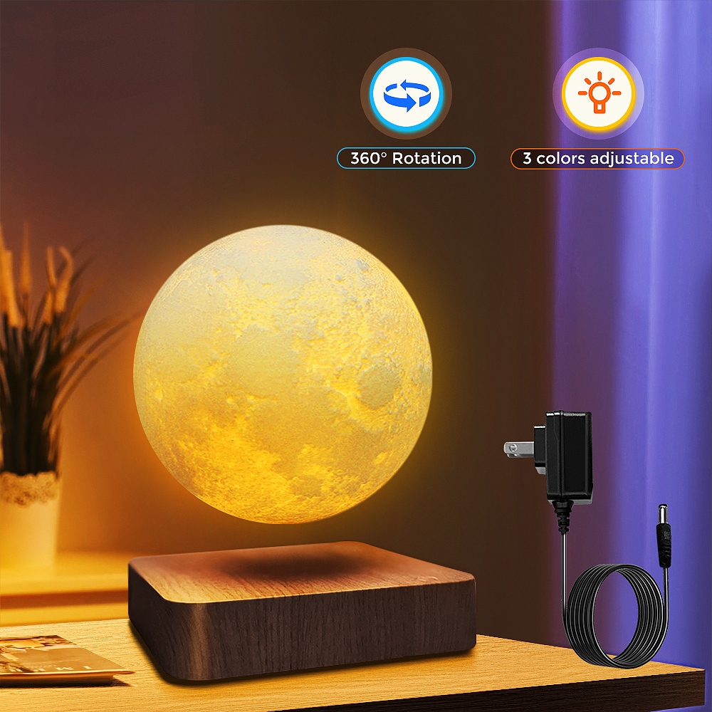 3 Color Magnetic Floating Moon Lamp Luna Night Light for Bedroom/Home ...
