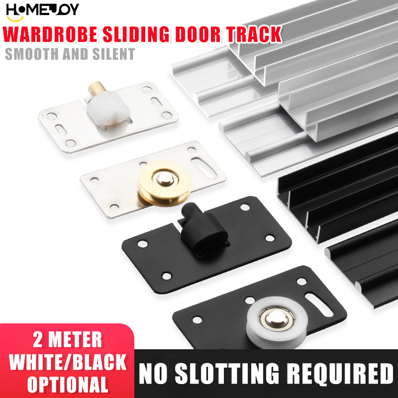 Sliding Door Roller Track 2m Smooth and silent Wardrobe cabinet Pulley ...