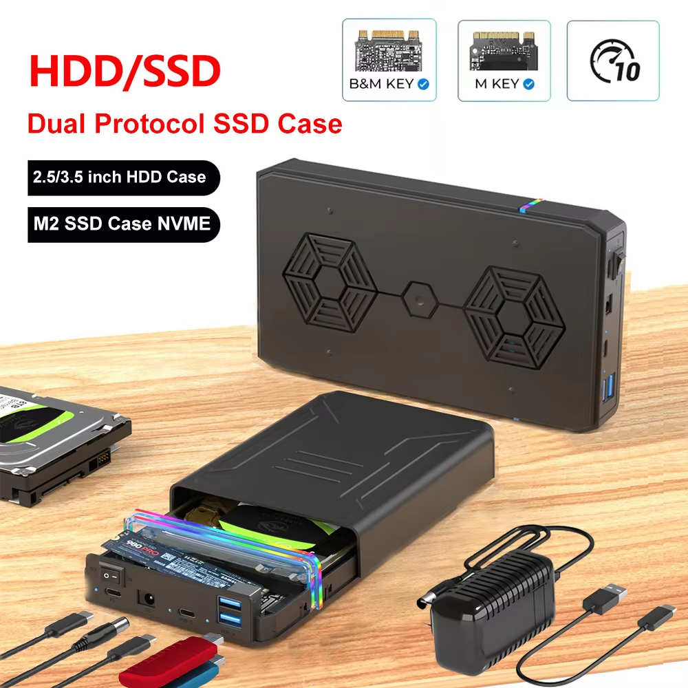 M2 NVMe SSD Enclosure 2.5/3.5 inch HDD Case USB3.0 Hard Drive Enclosure ...