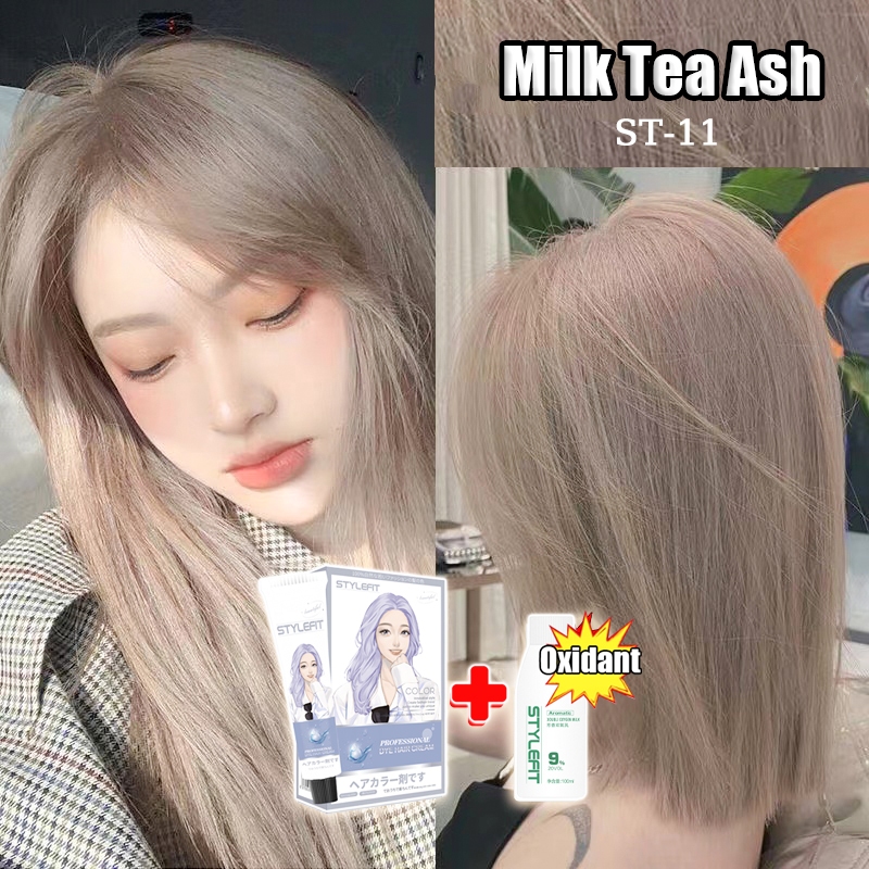 STYLEFIT Milk Tea Ash Hair Color（ 100ml Hair Dye + 100ml Oxidant ...