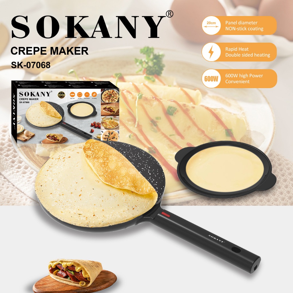 SOKANY Handheld Electric Crepe Maker Non-stick Pancake Machine Baking ...
