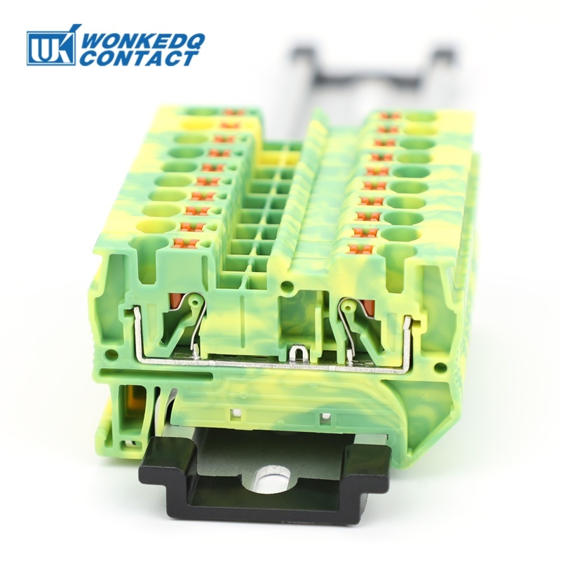 10Pcs PT 4-PE Ground Din Rail Terminal Block Push-in Connector 4mm ...