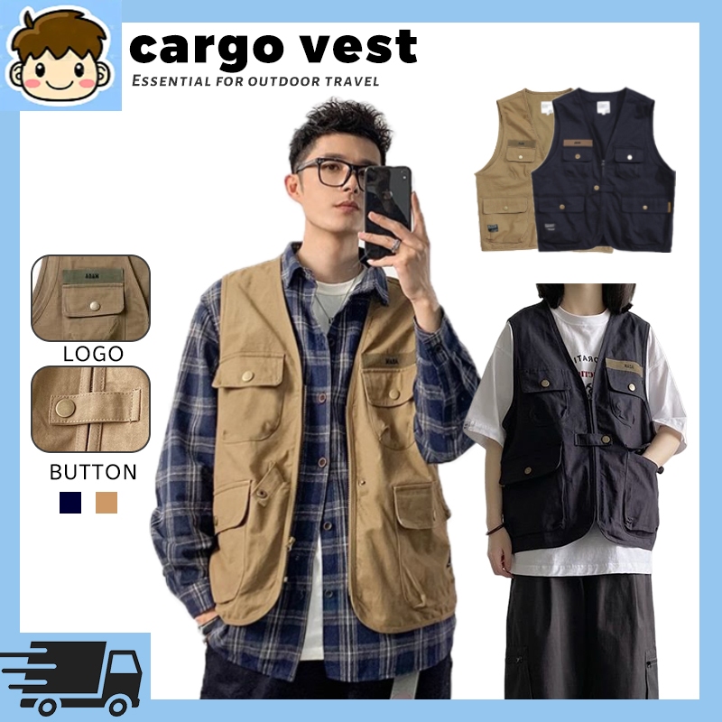 vest for men Sleeveless terno vest American multi-pocket vest top plus ...